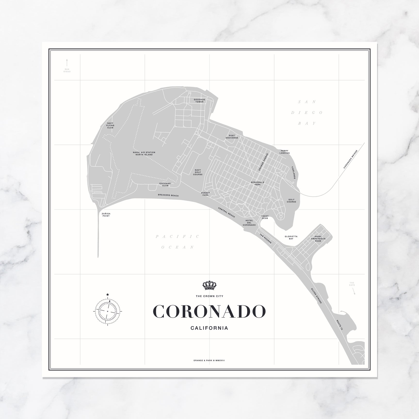 ORANGE & PARK – Coronado Map Print